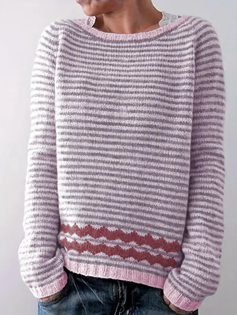 Gestreifter Strickpullover für Damen – Wagner Mode